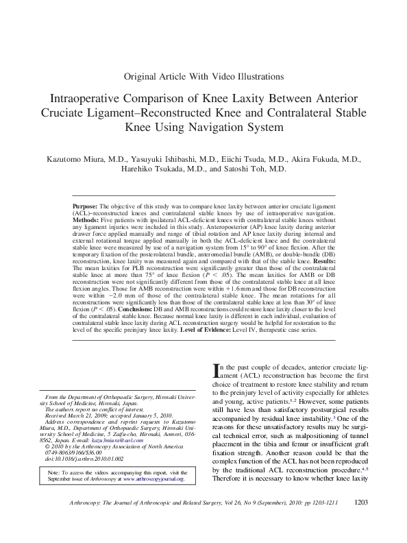 (PDF) Intraoperative Comparison of Knee Laxity Between Anterior ...