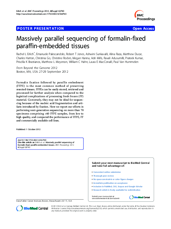 (PDF) Massively parallel sequencing of formalin-fixed paraffin-embedded ...