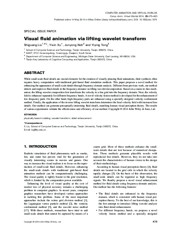 (PDF) Visual fluid animation via lifting wavelet transform