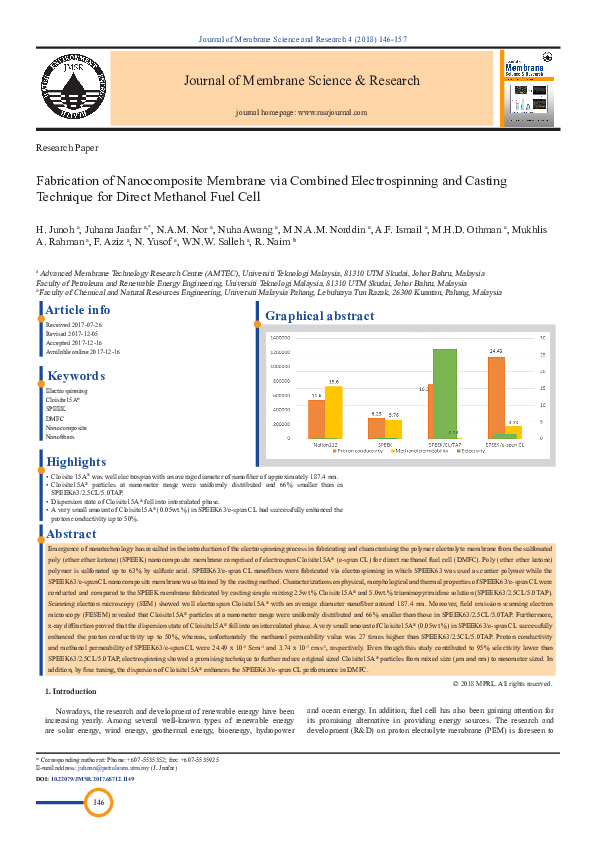 (PDF) Fabrication of Nanocomposite Membrane via Combined ...