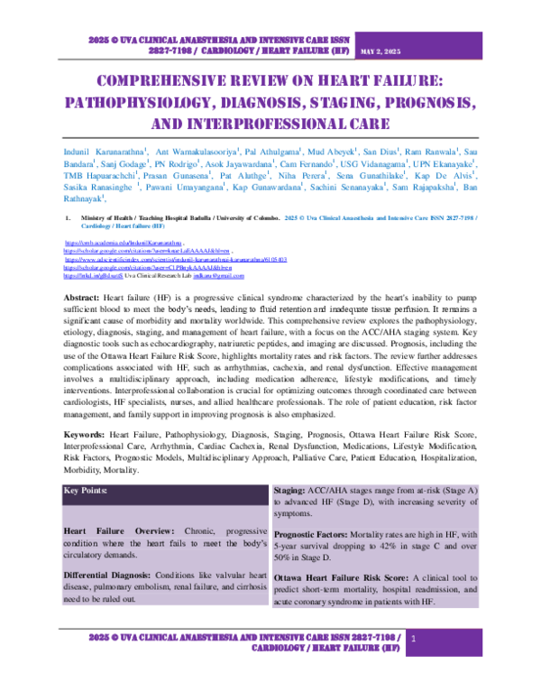 (PDF) Comprehensive Review on Heart Failure: Pathophysiology, Diagnosis ...