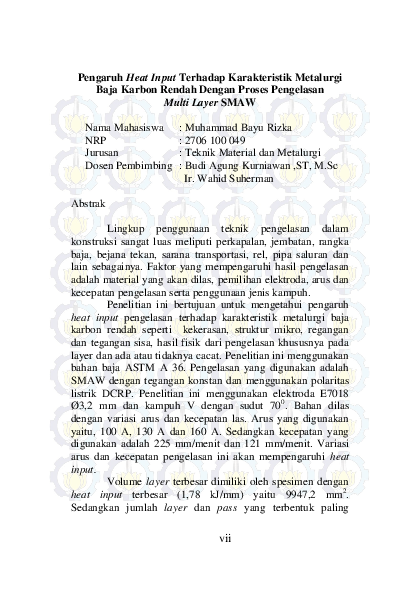 (PDF) Pengaruh Heat Input Terhadap Karakteristik Metalurgi Baja Karbon ...