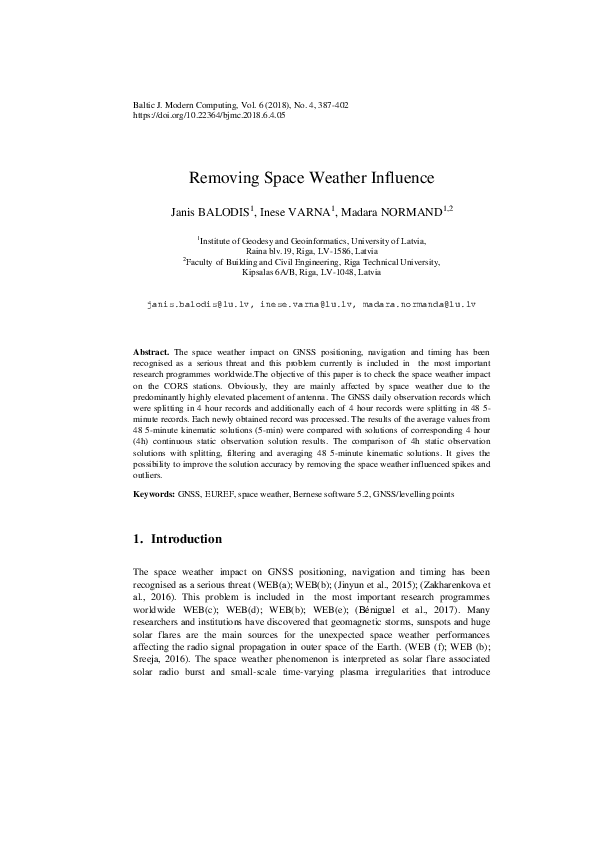 (PDF) Removing Space Weather Influence