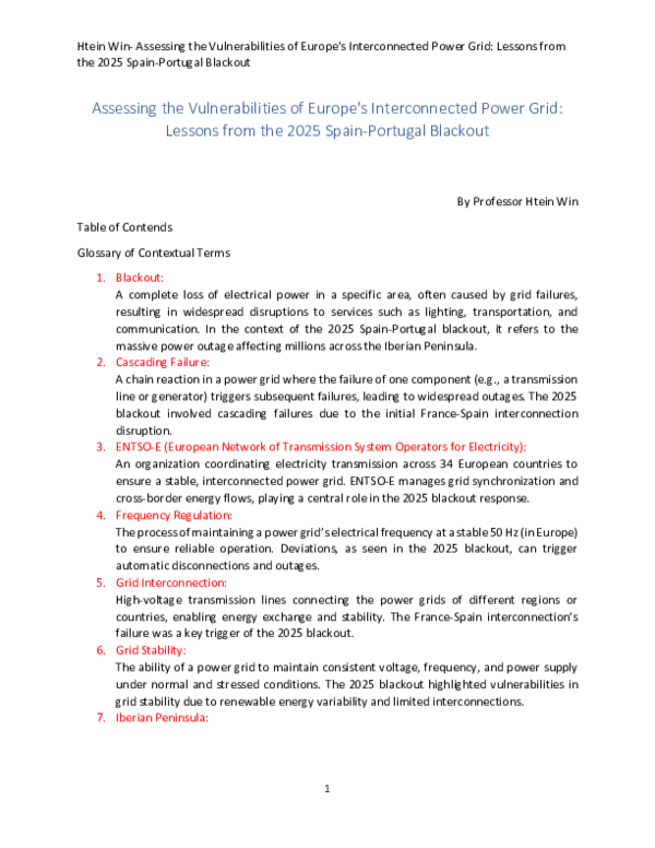 (PDF) Assessing the Vulnerabilities of Europe's Interconnected Power ...
