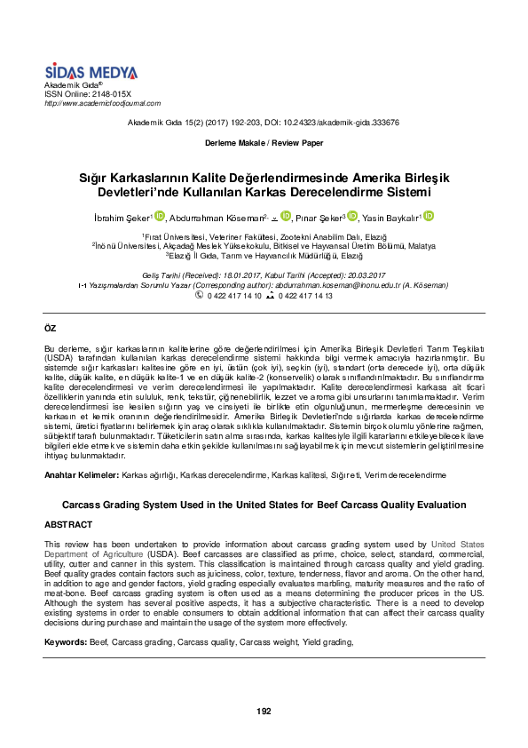 (PDF) Carcass Grading System Used in the United States for Beef Carcass ...