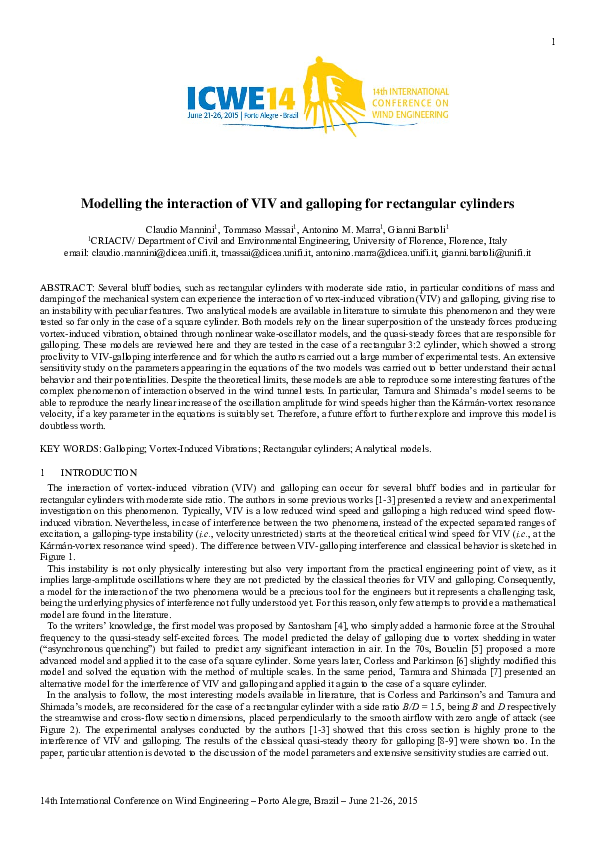 (PDF) Modelling the interaction of VIV and galloping for rectangular ...
