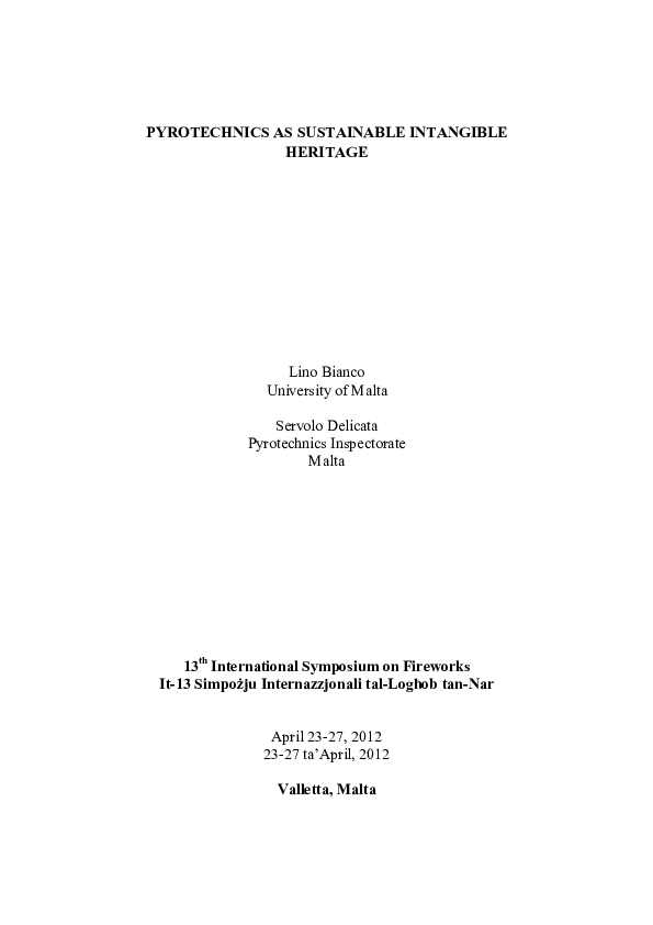 (PDF) Pyrotechnics as sustainable intangible heritage