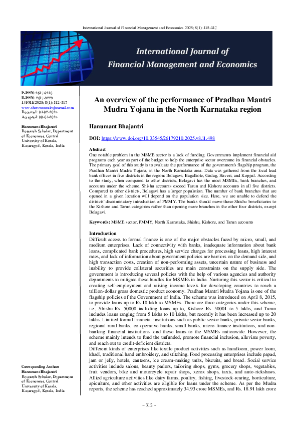 (PDF) An overview of the performance of Pradhan Mantri Mudra Yojana in ...