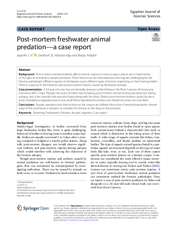 (PDF) Post-mortem freshwater animal predation—a case report