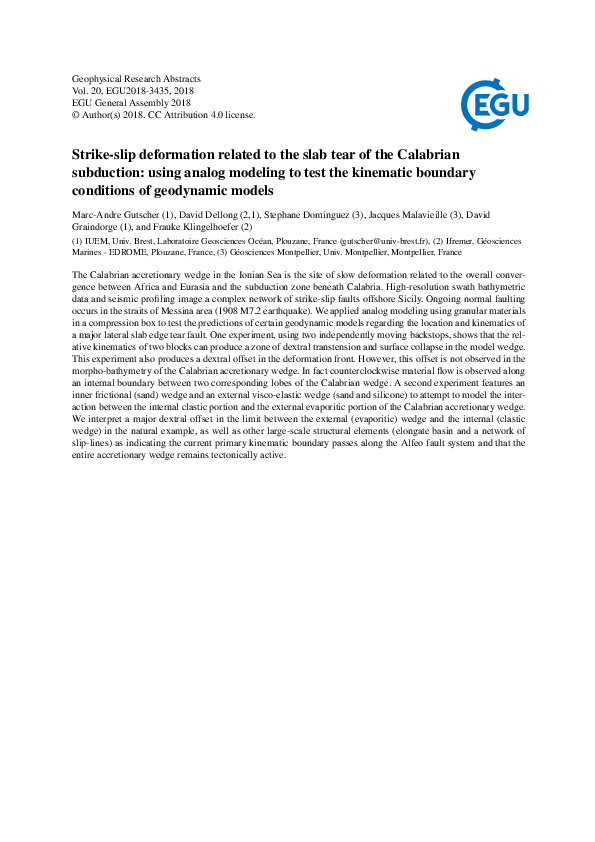(PDF) Strike-slip deformation related to the slab tear of the Calabrian ...