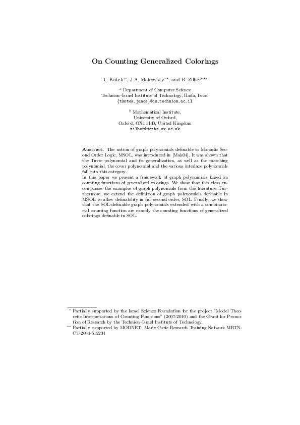 (PDF) On Counting Generalized Colorings