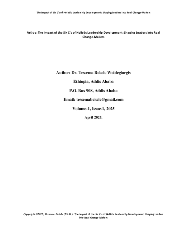 (PDF) The Impact of Six C's of Holistic Leadership Development: Shaping ...