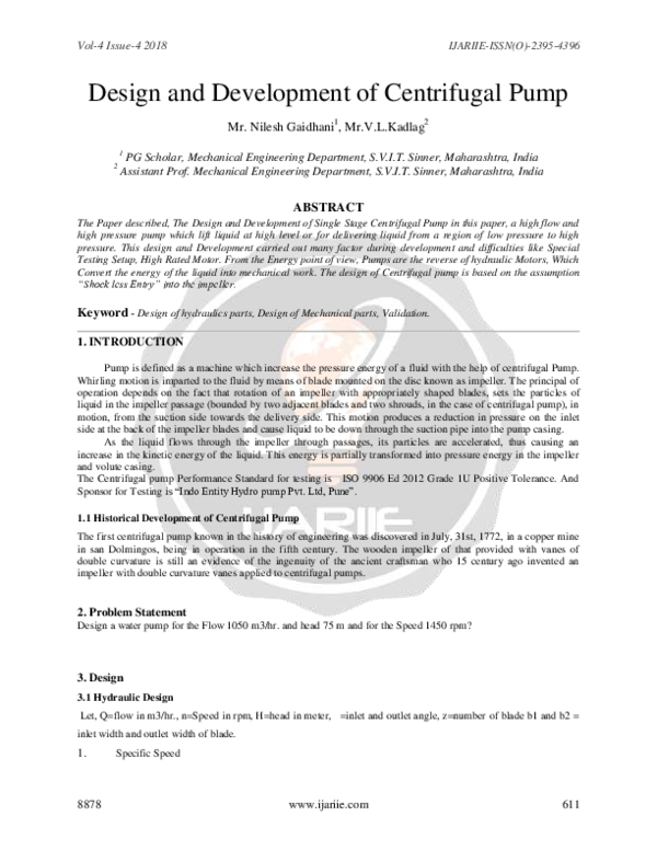 (PDF) Design and Development of Centrifugal Pump