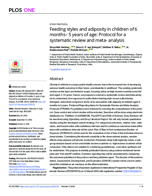 (PDF) Feeding styles and adiposity in children of 6 months– 5 years of ...