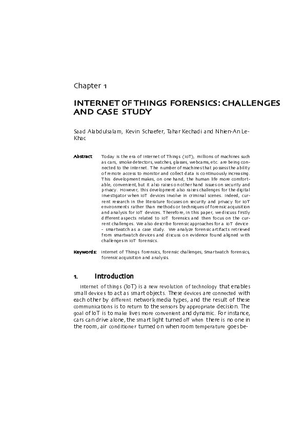 (PDF) Internet of Things Forensics – Challenges and a Case Study