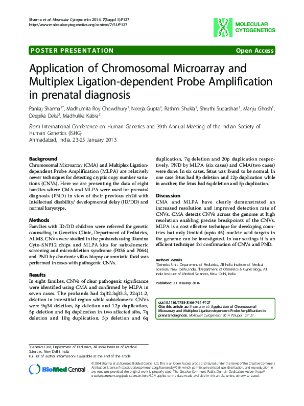 (PDF) Application of Chromosomal Microarray and Multiplex Ligation ...