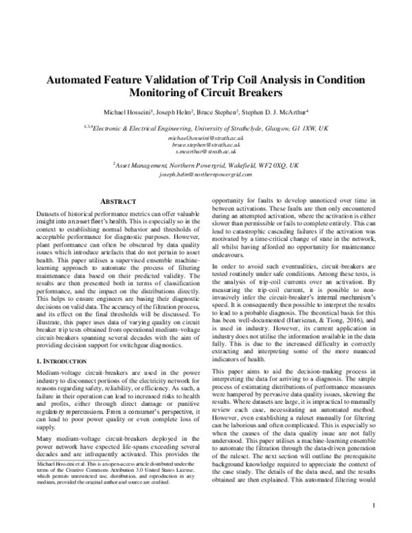(PDF) Automated Feature Validation of Trip Coil Analysis in Condition ...