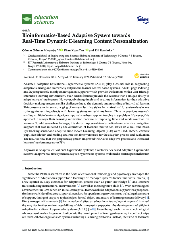 (PDF) Bioinformatics-Based Adaptive System towards Real-Time Dynamic E ...
