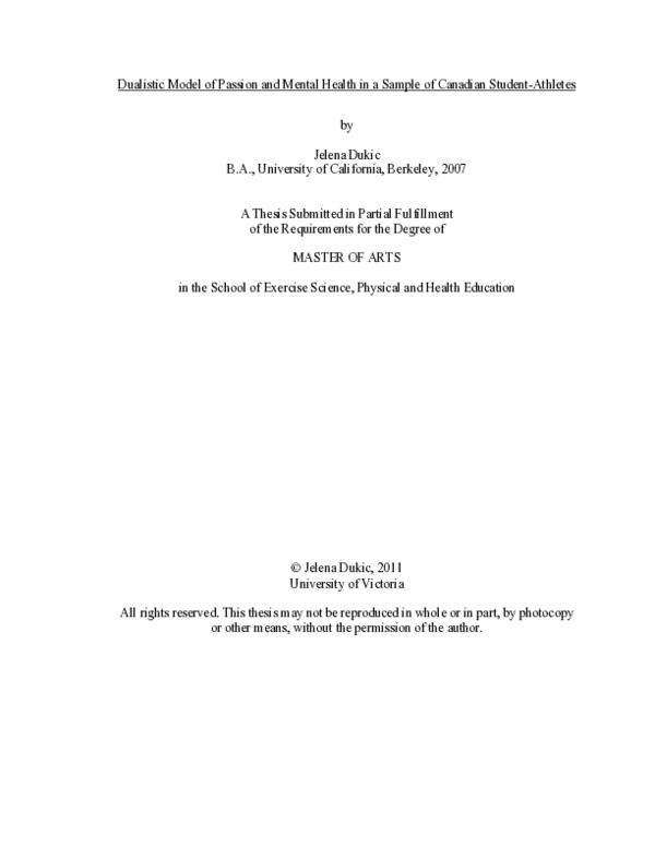 (PDF) Dualistic model of passion and mental health in a sample of ...