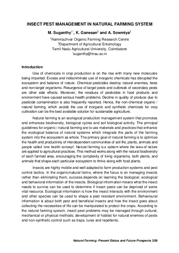 (PDF) INSECT PEST MANAGEMENT IN NATURAL FARMING SYSTEM