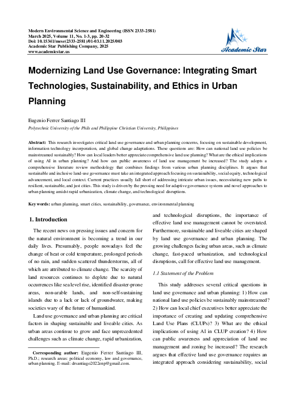 (PDF) Modernizing Land Use Governance: Integrating Smart Technologies ...