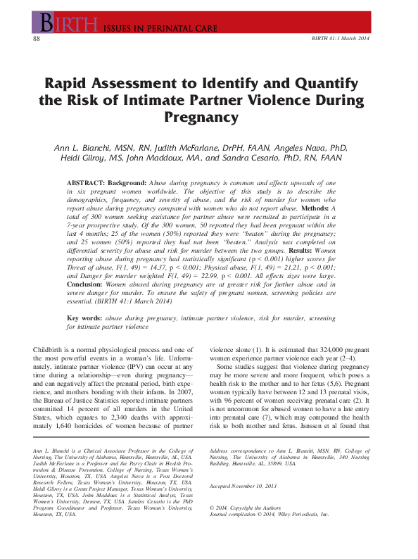 (PDF) Rapid Assessment to Identify and Quantify the Risk of Intimate ...