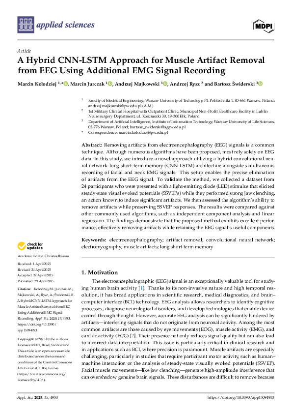 Pdf A Hybrid Cnn Lstm Approach For Muscle Artifact Removal From Eeg Using Additional Emg