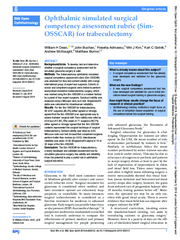 (PDF) The Ophthalmology Surgical Competency Assessment Rubric for ...