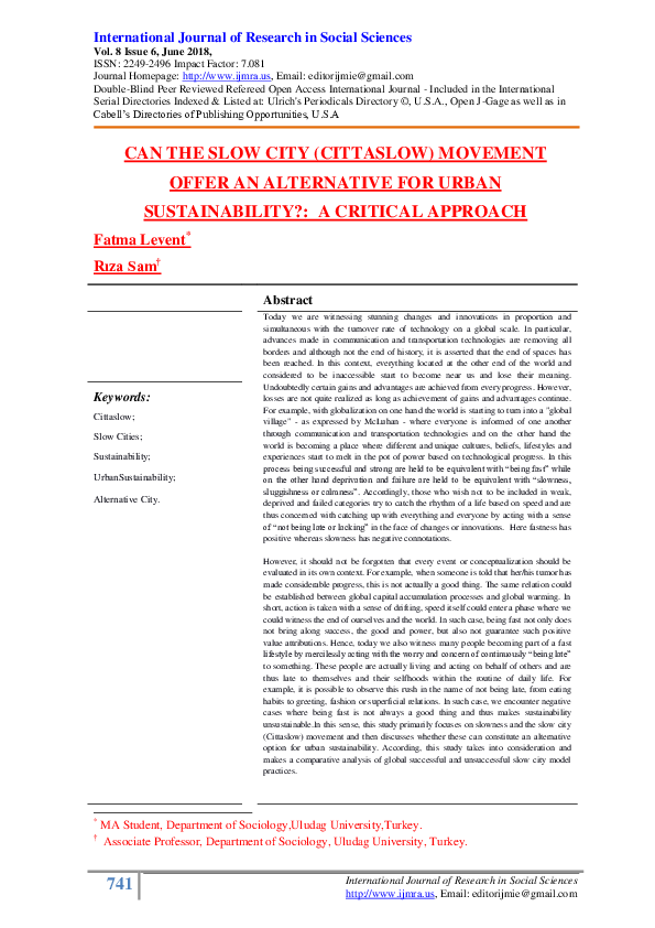 (PDF) Can the slow city (Cittaslow) movement offer an alternative for ...