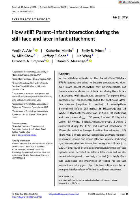 (PDF) How still? Parent-infant interaction during the still-face and ...