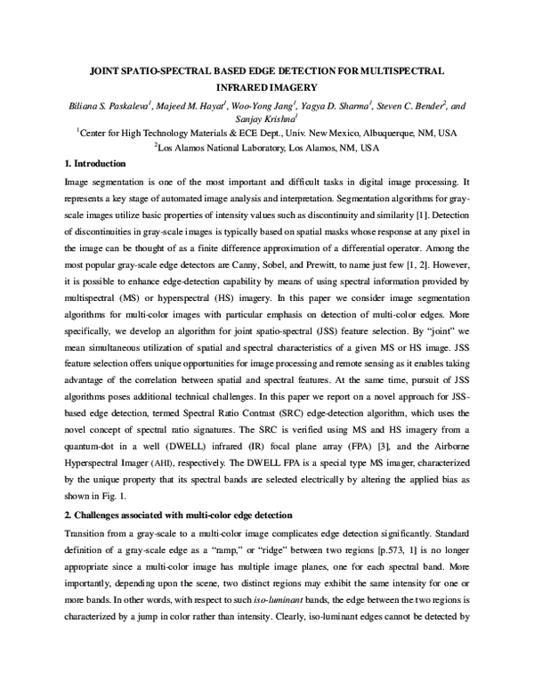 (PDF) Joint spatio-spectral based edge detection for multispectral ...