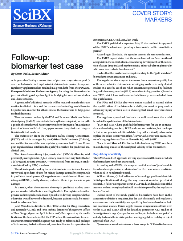 (PDF) Follow-up: biomarker test case