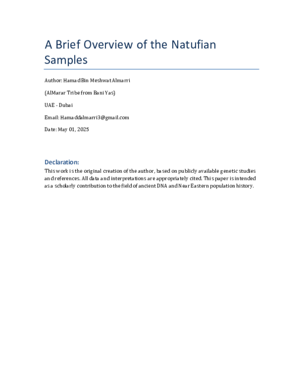 (PDF) A Brief Overview of the Natufian Samples