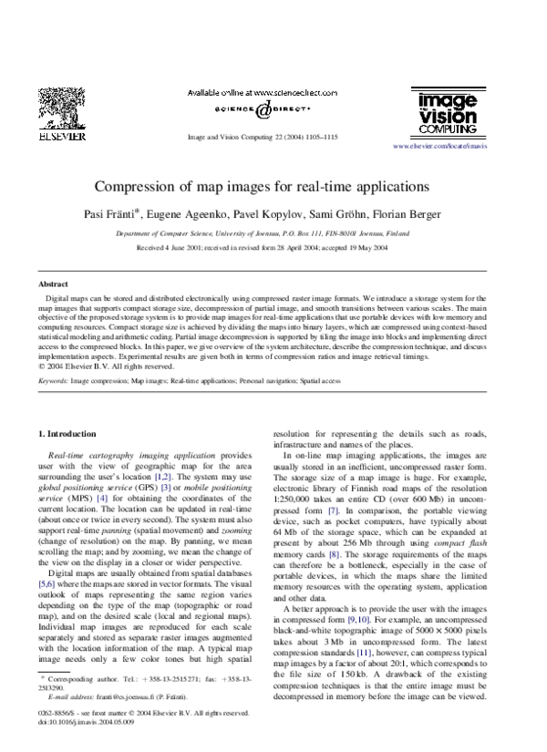 (PDF) Compression of map images for real-time applications