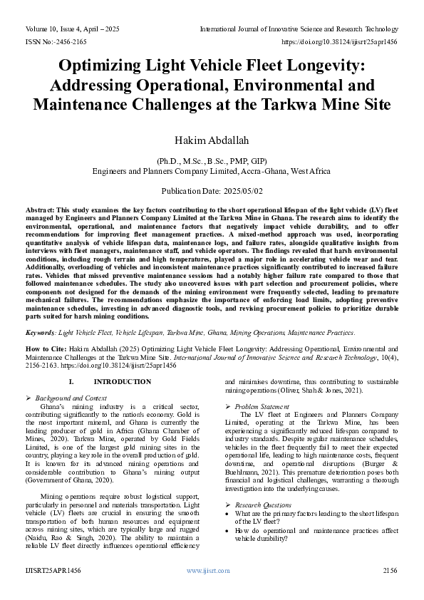 (PDF) Optimizing Light Vehicle Fleet Longevity: Addressing Operational, Environmental and ...