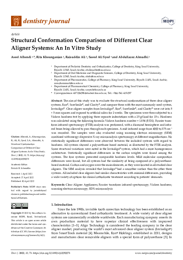 (PDF) Structural Conformation Comparison of Different Clear Aligner ...