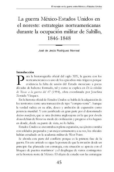 (PDF) La guerra México-Estados Unidos en el noreste: estrategias norteamericanas durante la ...