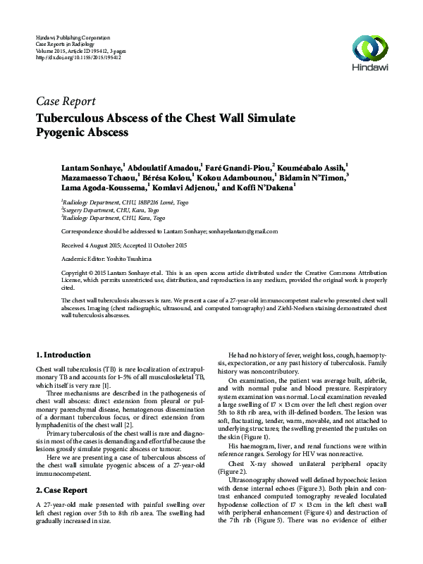 (PDF) Tuberculous Abscess of the Chest Wall Simulate Pyogenic Abscess