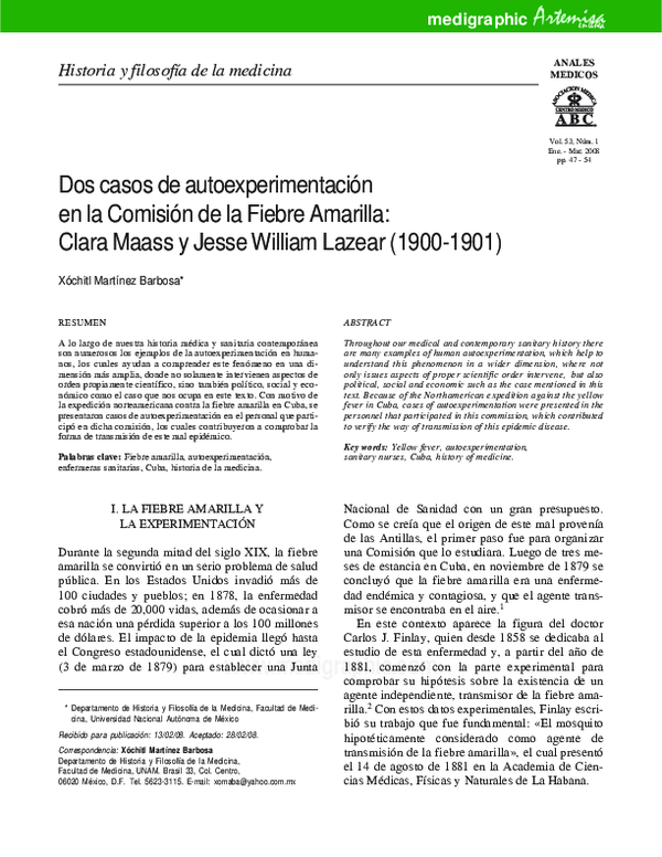 (PDF) Dos casos de autoexperimentación en la Comisión de la Fiebre ...