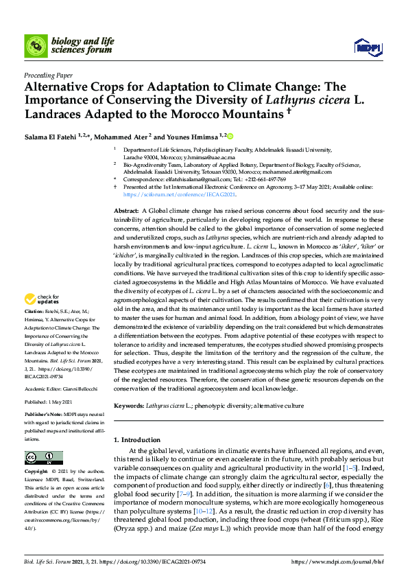 (PDF) Alternative Crops for Adaptation to Climate Change: The ...