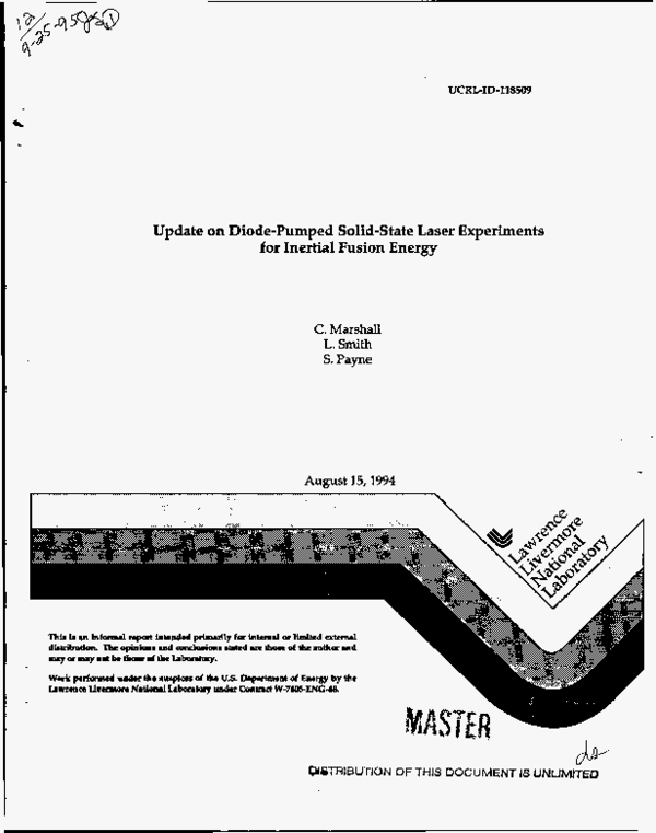 (PDF) Update on diode-pumped solid-state laser experiments for inertial ...