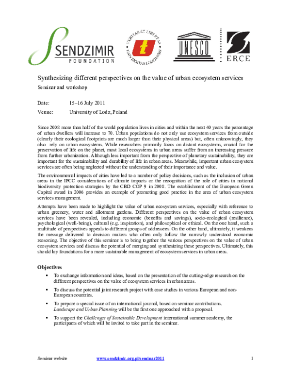 (PDF) Synthesizing different perspectives on the value of urban ...