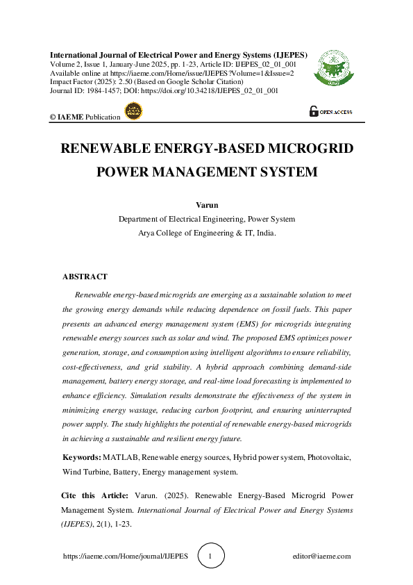 (PDF) Renewable Energy-Based Microgrid Power Management System