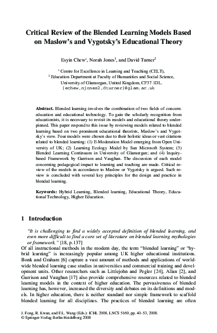 (PDF) Critical Review of the Blended Learning Models Based on Maslow’s and Vygotsky’s ...