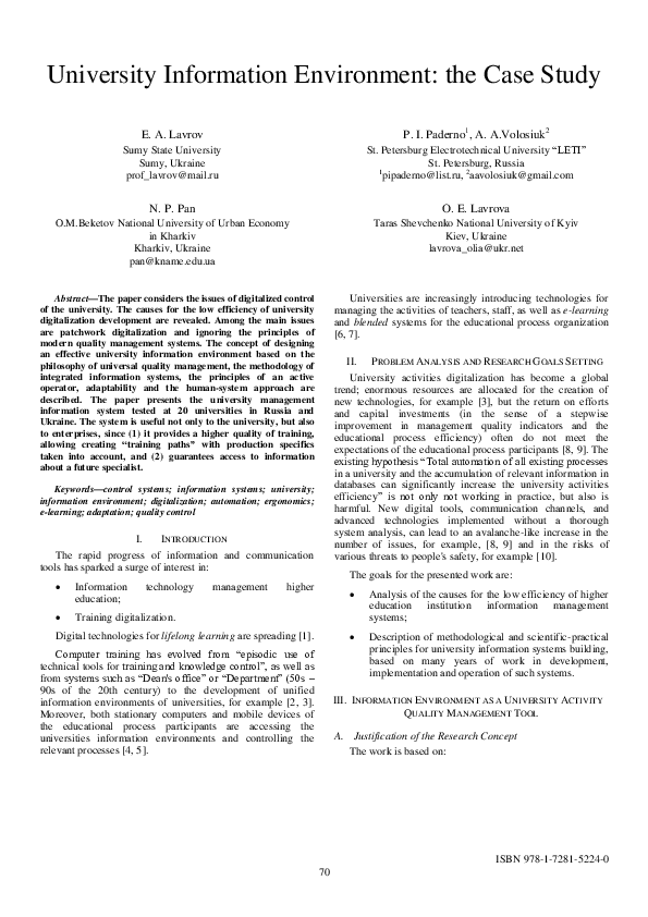 (PDF) University information environment: the case study