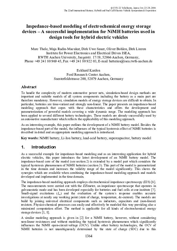 (PDF) Impedance based modeling of electrochemical energy storage ...