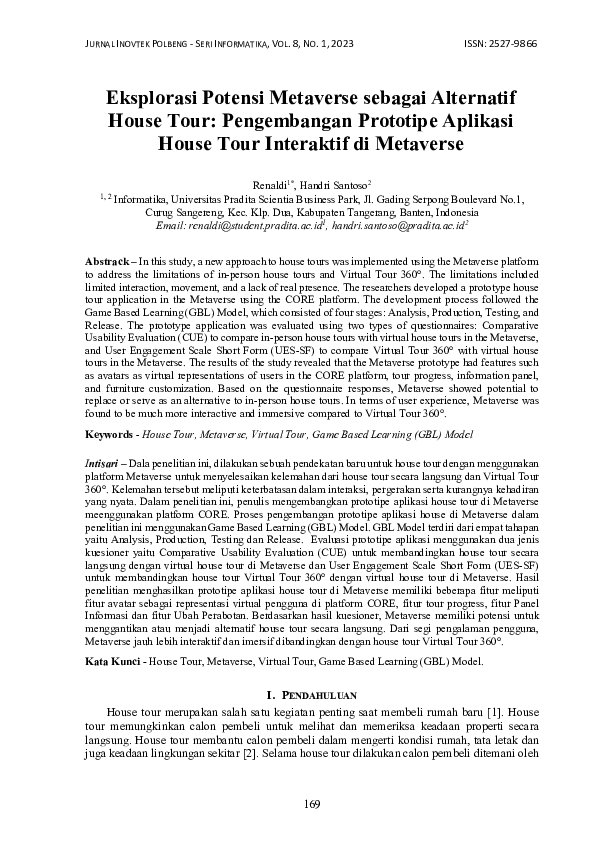 (PDF) Eksplorasi Potensi Metaverse sebagai Alternatif House Tour ...