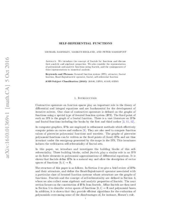 (PDF) Self-referential Functions