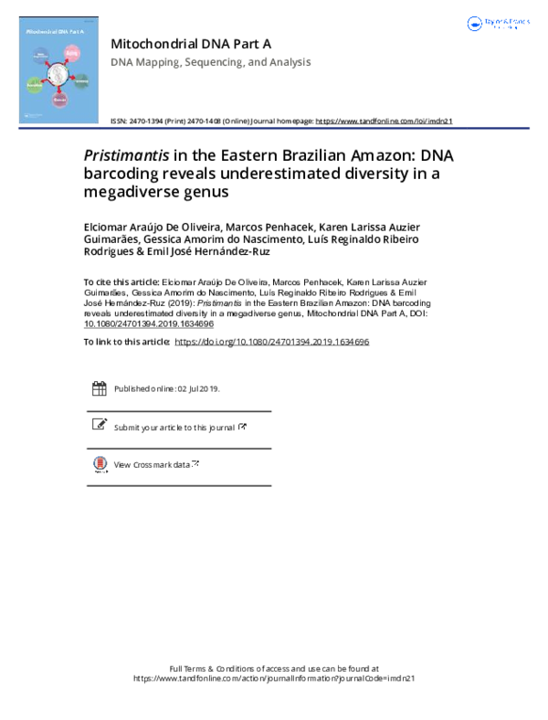 (PDF) Pristimantis in the Eastern Brazilian Amazon: DNA barcoding ...