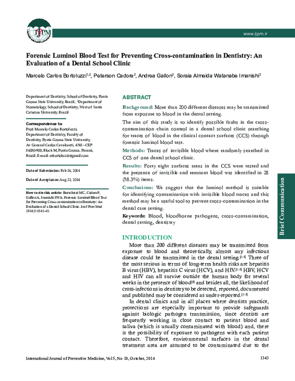 (PDF) Forensic Luminol Blood Test for Preventing Cross-contamination in ...